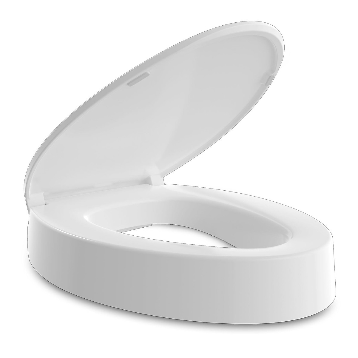 Ccbello ELONGATED toilet seat risers for seniors, Slow Close, Elevated toilet seat, Heavy Duty, Never Loosen, Raised toilet seat elongated bowl, White(18.5”)