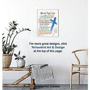 The Ten Commandments for Boys - Bible Verse Religious Christian Scripture Wall Art - Kids Wall Decor, Kids Bedroom Decor, Kids Wall Art - Gift For Child, Girls Room, Nursery Poster Print - 8x10