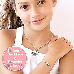 efubaby Musical Jewelry Box for Girls with Spinning Ballerina Unicorn Design, 3 Pullout Drawers, Unicorn Jewelry Set Included Kids Jewelry Box for Little Girls Valentine Gift, Waltz of Flowers Tune