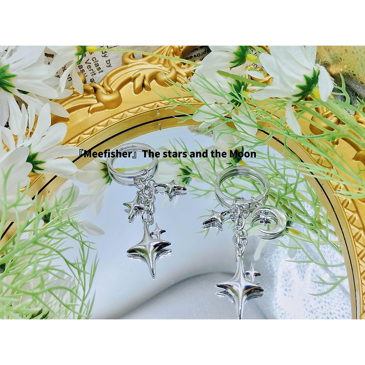 Meefisher Cute Star Keychain Aesthetic Accessories Stainless Steel Key Ring Purse Handbag Backpack Bag Charms Car Holder