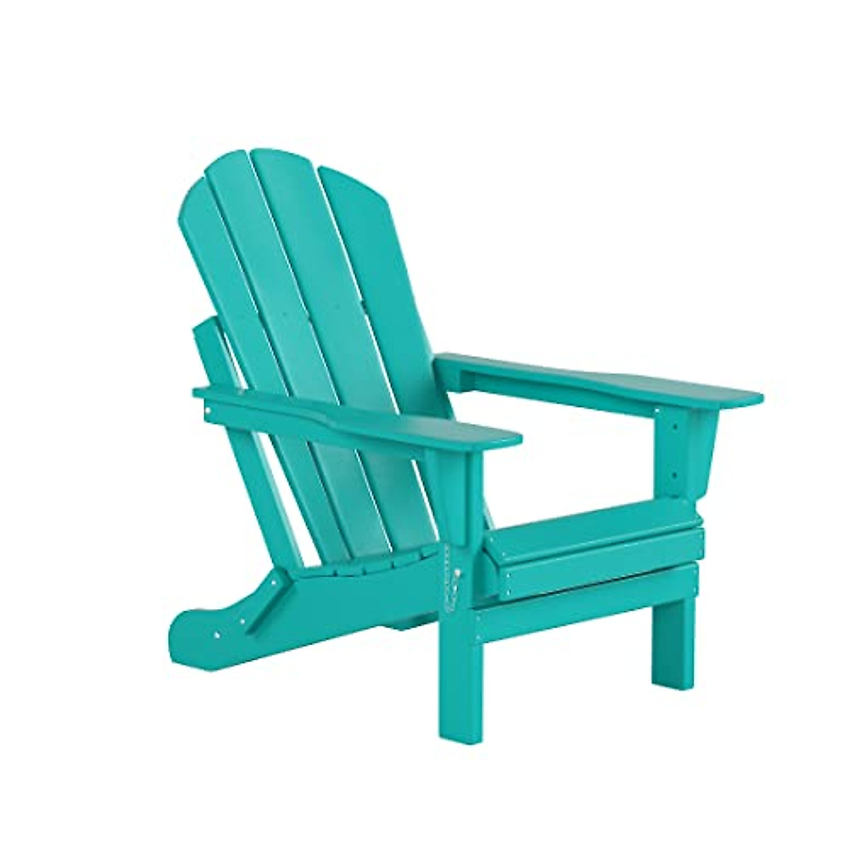 WO Home Furniture Adirondack Folding Chair 4 PC Set Classic Outdoor Patio Chair for Bon Fire Pit Lawn Backyard Beach Plastic Weather-Resistant (Turquoise)