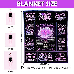 Hudodmn Sister Gifts Blanket, Sisters Gift from Sister, Sister Birthday Gifts from Sister, Birthday Gifts for Sister from Sisters, Gifts for Sister Throw Blanket, to My Sister Blanket 50"x60"