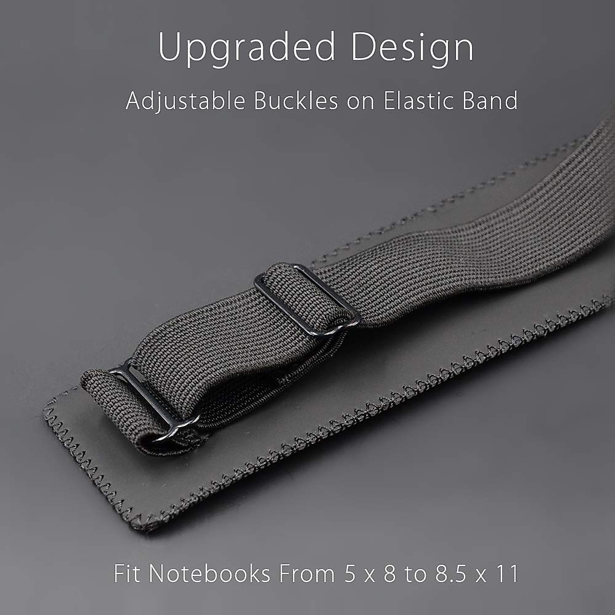 Adjustable Elastic Band Pen Holder, Pencil Holder, Pen Sleeve Pouch for Hardcover Journals, Notebooks, Planners, Fits Notebooks from 8" to 11” in Height, Hold 2 or 3 Pens, PU Leather, Detachable.