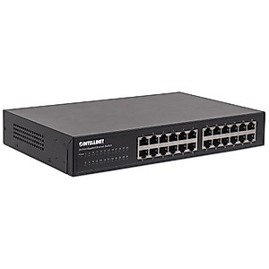 Intellinet 24 Port Gigabit Ethernet Switch - Unmanaged, 10/100/1000 Mbps Ports, Rackmount & Desktop, Sturdy Metal Design, Fanless Quiet, EEE, Flow Control – 3 Yr Mfg Warranty - 561273