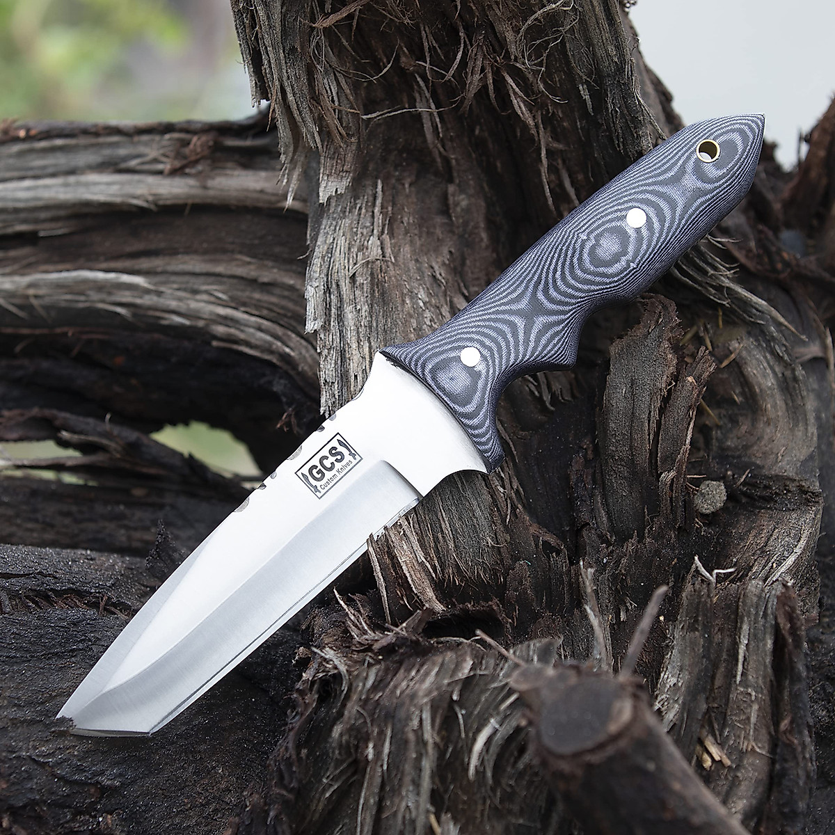 GCS Handmade G10 Handle D2 Tool Steel Tactical knife Hunting Knife Camp Knife with leather sheath Full tang blade designed for Hunting & EDC GCS 210