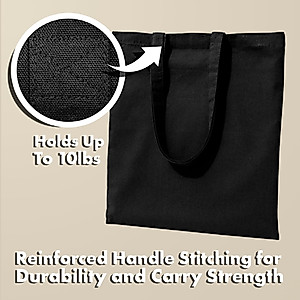 Carrywell (Not Made In China) Bulk Cotton Canvas Tote Bags, Lightweight Reusable Cloth Shopping Bag For Groceries, Promotions and Advertising, Blank Organic Cotton (1 Pack, Black)