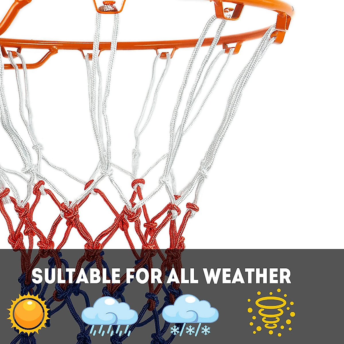 Aoneky Basketball Rim Replacement, Standard 18" Size Basketball Goal Hoop with Net - 14mm Orange