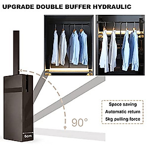 Pull Down Closet Rod for Hanging Clothes, Soft-Close Wardrobe Lift Retractable Cabinet Rail for Inside Cabinet Width 35"~47.2", 33 lb Weight Rating Aluminium alloy Tubing with Plastic Housing