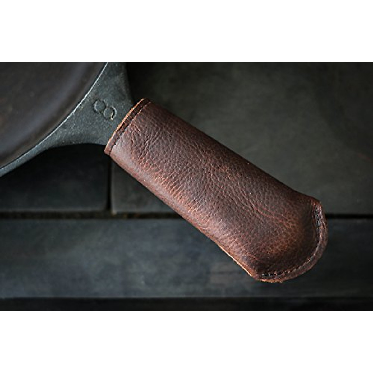 Leather Cast Iron Skillet Pan Handle Cover - Made In USA (Standard 4.5")