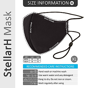 STELLARH Mouth Covers 3 Layers Washable & Reusable Over the Head Comfort No Ear Pulling Comfortable Handmade (3 Pack XL)