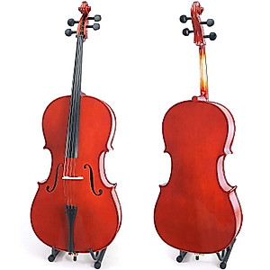 Cecilio Musical Instrument For Kids & Adults - Cellos Kit with Bow, Stand, Bag - Stringed Music Instruments for Students (1/4-Size, Natural)