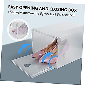 Amosfun 2 pcs plastic transparent shoe box underwear drawer cabinet drawer storage drawers stackable shoe case bins shoes organizer for closet clothes Simple Shoes Case Creative Shoes Case