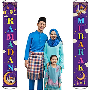 Ramadan Mubarak Decorations Eid Door Banner Backdrop Ramadan Theme Porch Signs Party Supplies Photo Booth Prop