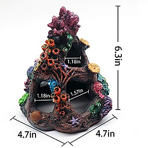 Aihotim Coral Aquarium Reef Decoration - Resin Fish Tank Mountain Cave Ornaments Betta Fish Sleep Rest House Hide Play Breed…