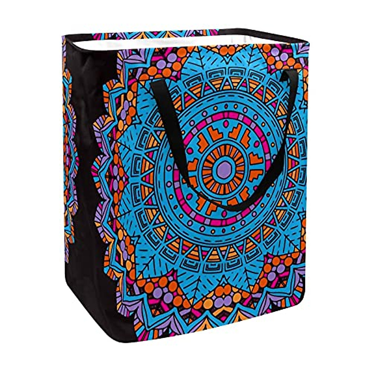 Mandala Geometric Floral Laundry Basket Collapsible Storage bin with Handles for Hamper,Kids Room,Toy Storage