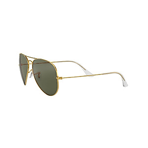 Ray-Ban RB3025 Classic Aviator Sunglasses, Gold/Green Polarized, 55 mm