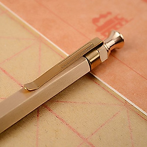 EKLOEN Six-Edge Solid Brass Pen, Sign Pen Ballpoint Pen with Clip