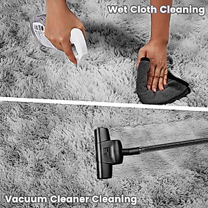 Puremy Round Rug for Bedroom, 5x5 Fluffy Circle Area Rugs for Kids Room, Soft Shaggy Circular Carpet for Nursery Living Room, Non-Slip Home Decor Rug for Teen's Room, Tie-Dye Light Grey