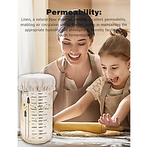 100% Linen Jar Covers, 5pcs Cloth Covers for Sourdough Starter Jars with Diameter of 3-4 Inch