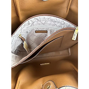 Michael Kors Emilia Large Triple Compartment Shoulder Bag Tote Vanilla MK Logo