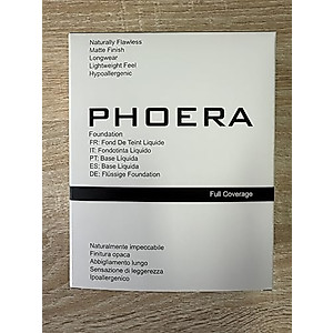 PHOERA Makeup Set - Full Coverage Foundation, Primer, Powder, Concealer & Kabuki Brushes (2 Sponge, Porcelain)