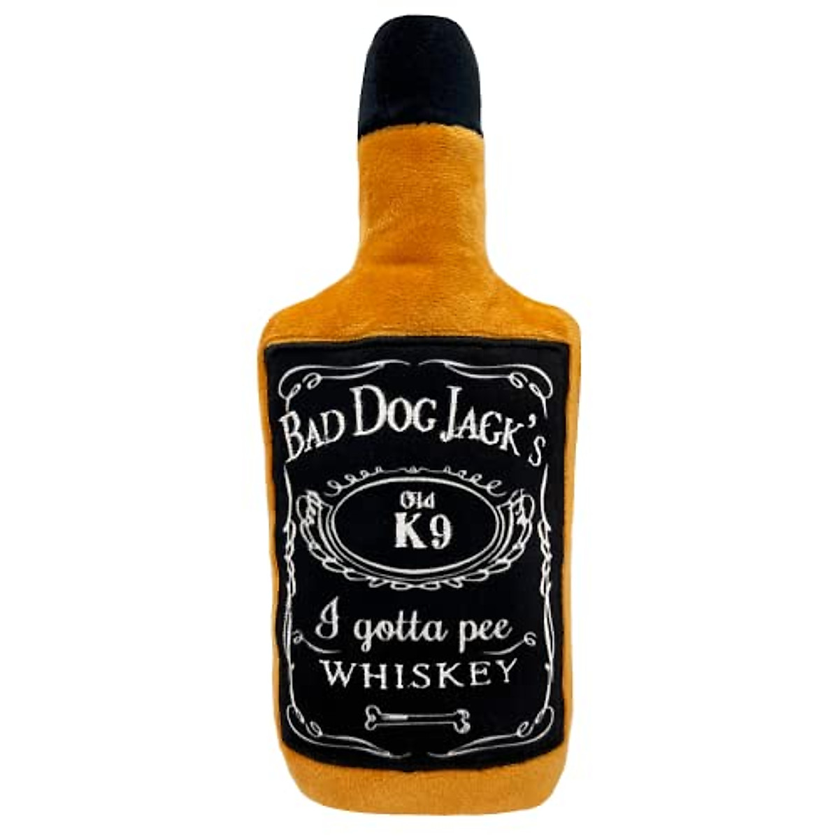 Huxley & Kent H&K for Dogs Power Plush | Bad Dog Jack's Whiskey (Small) | Funny Dog Toy | Dog Toy with Squeaker | Dog Gift | Fun, Durable, and Safe | Squeaky Dog Toy