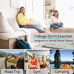 TERRA HOME Portable Shower Caddy For College Dorms - Foldable Mesh Tote - Dorm Room Essentials - Durable Hanging Travel Shower Bag - Perfect for College Students, Men, Women (Black)