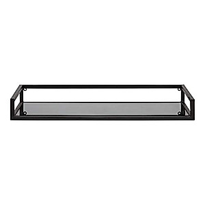 Kate and Laurel Blex Modern Wall Shelf, 24 x 8 x 3, Black, Chic Floating Shelf for Wall Display and Storage