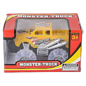 Playee Light Up Monster Truck Set, Set Includes 2, 6 Inch Monster Car Toy with Beautiful Flashing LED Tires, Push n Go Cars, Friction Toy, Race Truck Car for Kid