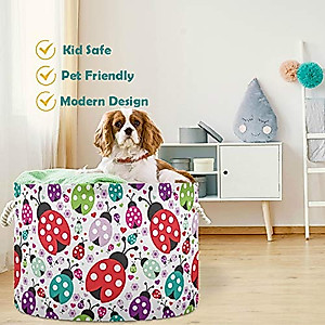 visesunny Cute Ladybug Polka Dot Laundry Baskets Fabric Storage Bin Storage Box Collapsible Storage Basket Toy Clothes Shelves Basket for Bathroom,Bedroom,Nursery,Closet,Office