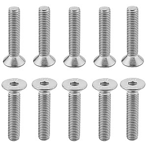 MroMax M8x40mm Flat Head Machine Screws Inner Hex Screw 304 Stainless Steel Fasteners Bolts Silver Tone 10Pcs