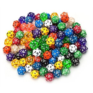 Wiz Dice Bulk Random Polyhedral Dice (D20-100 Pack) - Polyhedral Role Playing Dice in Unique Colors - DND Accessories for TTRPG Dice Games - Ideal Roleplaying Game Dice