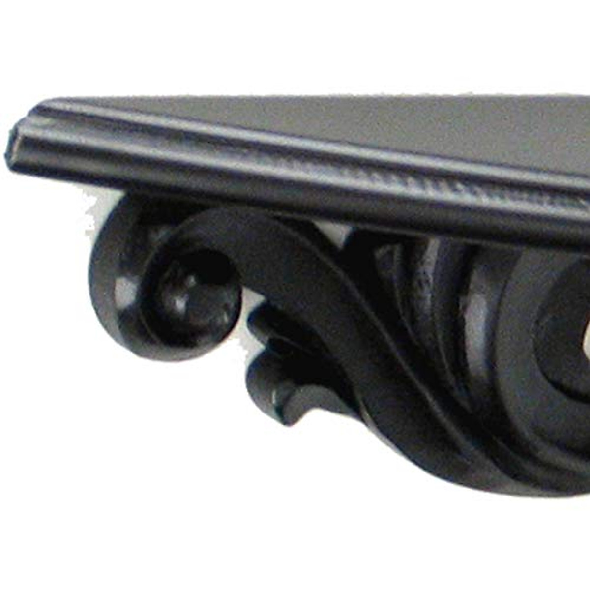 Benjara Hand Carved Wooden Moonbay Wall Shelf in Floral Design, Black