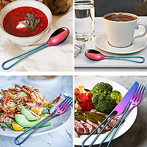 Silverware Flatware Set Hollow Out Rose Gold Handles 40-Piece Stainless Steel Cutlery Set Tableware Utensils for 8，Dishwasher Safe，Home，Wedding Gift,Dinner Party, Everyday Use