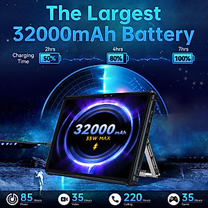 OUKITEL RT7 5G Rugged Tablet Android 13, 24GB+256GB - Waterproof Tablet, 32000mAh Battery 10.1" FHD+Tablets,33W Fast Charging,48MP+32MP+20MP Night Vision Camera, 5G Dual SIM+5G WiFi/OTG/GPS/T-Mobile