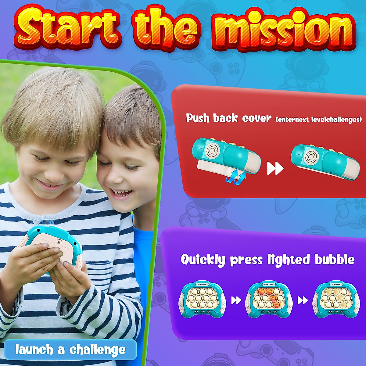 ORDTBY Handheld Travel Pop It Pro Games for Kids Electronic Fidgets Games Boy Girl, Gift for3 4 5 6 7 8 Year Old Boys Birthday Xmas, Light Up Pop It Game and Fidget Toys for Teen Boys 8-12