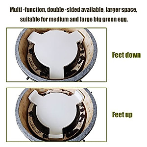 OLAMO 15.4" Plate Setter with 3 Legs,Plate Setter Heat Deflector for Medium Big Green Egg,Ceramic Heat Deflector For Big Green Egg Accessories,Smoking Stone Replacement for Kamado Grills