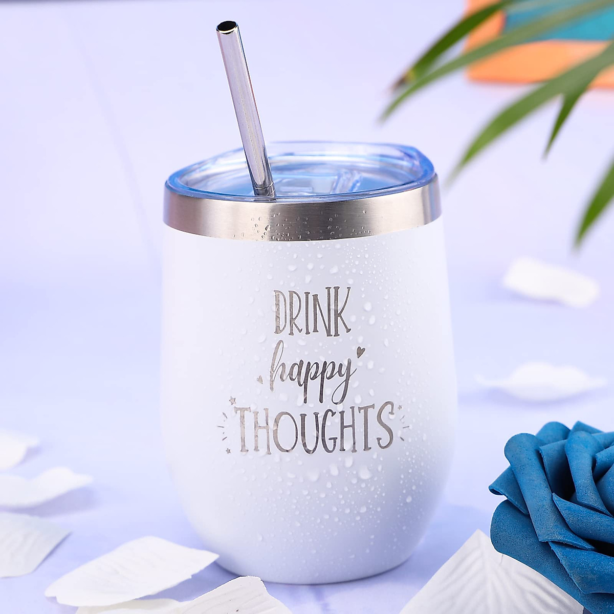 ENKUY Valentine's Day Gifts for Women, Mother Day Gift, Wine Tumbler Set, Thinking of You Gifts for Women, Stress Relief Gift for Women, Wife, Sister, Best Friend