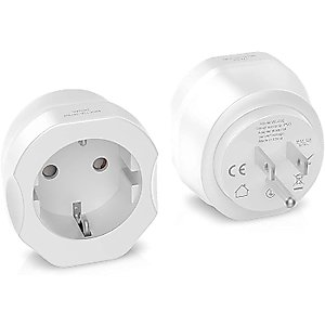 1 Pack Europe to US Plug Adapter, VINTAR European to US Plug Adapter, EU to US Plug Adapter, Europe to USA Travel Converter for Most of Europe EU Spain France Type C E F Plugs to US Power Adapter