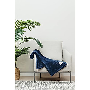 SOFTBEAR Navy Blue Throw Size Blanket Flannel Fleece Semi-Circular Pattern, Soft, Fluffy, Plush and Warm Blanket for Bed, Couch, Sofa, Camping