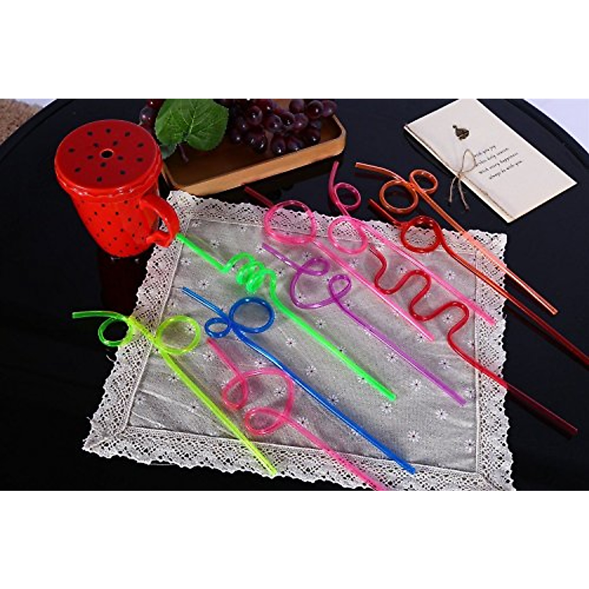 DLOnline Pack of 60 Crazy Loop Straws, Crazy Reusable Drinking Straws Silly Colorful Reusable Drinking Straws, Great For Parties, Carnivals, Fun, BPA and PFOA Free