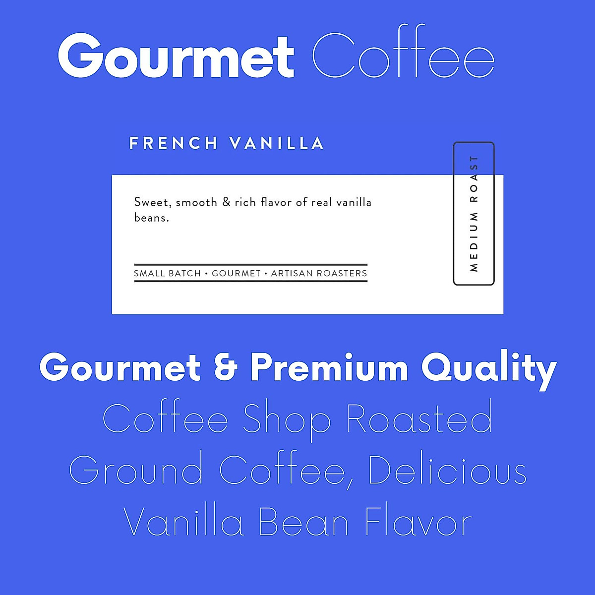Sarasota Coffee Ground French Vanilla | Medium Roast Gourmet Flavored Coffee Grounds | Low Acid, Mold Free, Specialty Grade Flavored Bulk Ground Coffee | 5lb (80 oz)