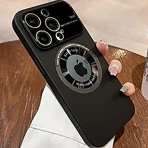 LOOBIVAL Magnetic for iPhone 12 Pro Case Logo View, Window Glass Lens Camera Protector,Compatible with Magsafe, Women Men Hard Shockproof Slim Matte Cases Cover for iPhone 12Pro 6.1 inch (Black)