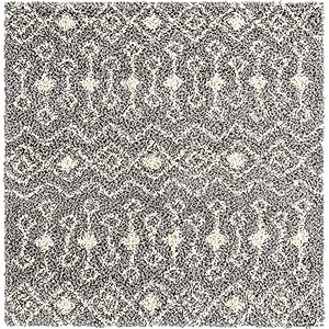 Unique Loom Moroccan Trellis Shag Collection Area Rug - Meknes (6' Square, Gray/Ivory)