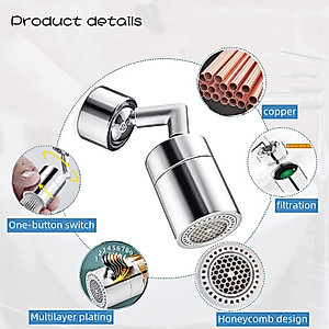 Faucet Extender for Bathroom Sink,720 Degree Swivel Sink Faucet Aerator for Kitchen, 2- Modes Bathroom Faucet Attachment,Swivel Faucet Attachment for Kitchen Sink,Sink Faucet Sprayer Attachment