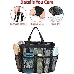 N-KONGJIAN Mesh Shower Caddy Basket for Bathroom, Beach, Swimming, Gym, Portable Shower Bag, Hanging Portable Toiletry Bag for Men and Women (Black)