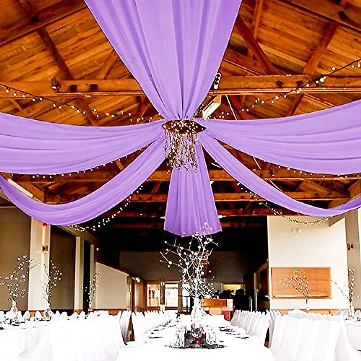 FOTSHARER Lavender Wedding Arch Drapes - 2 Panels, 5x20FT Chiffon Drapes for Backdrop, Bed Canopy, Party Tent