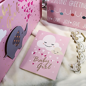 MAYPLUSS 16" Extra Large Gift Bag with Greeting Card and Tissue Paper - Baby Girl 3D Making Design