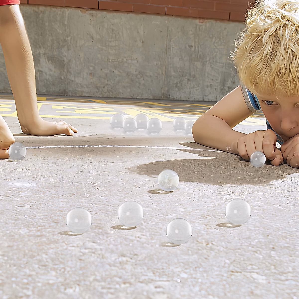 FUTUREPLUSX Clear Glass Marbles, 1LB Round Marble Beads Transparent Vase Fillers Decorative Glass Gem Pebbles for Decoration Collectibles Marble Games