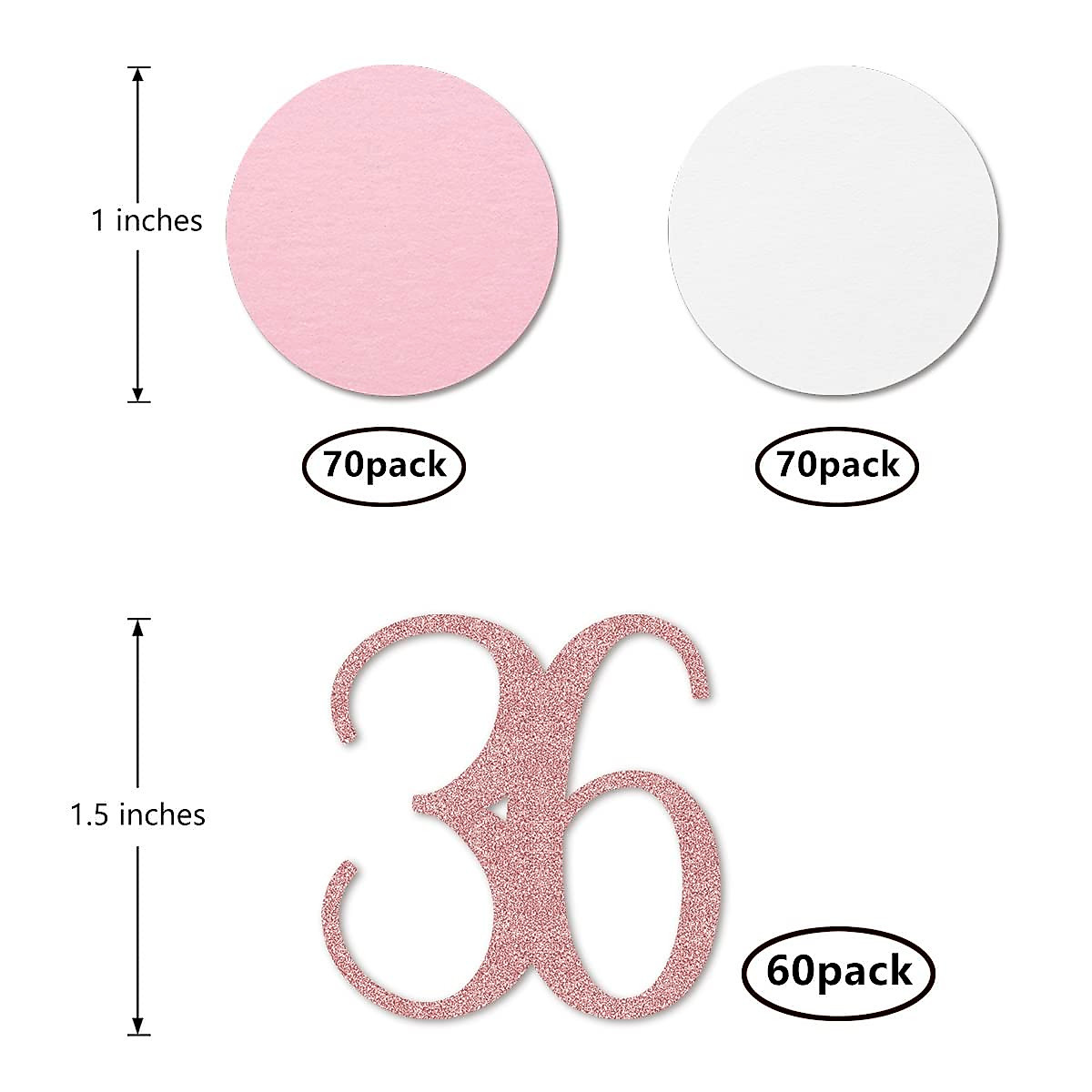 Rose Gold 36 Confetti, 36th Glitter Birthday Number Confetti, 200pcs Anniversary Party Table Decoration Supplies